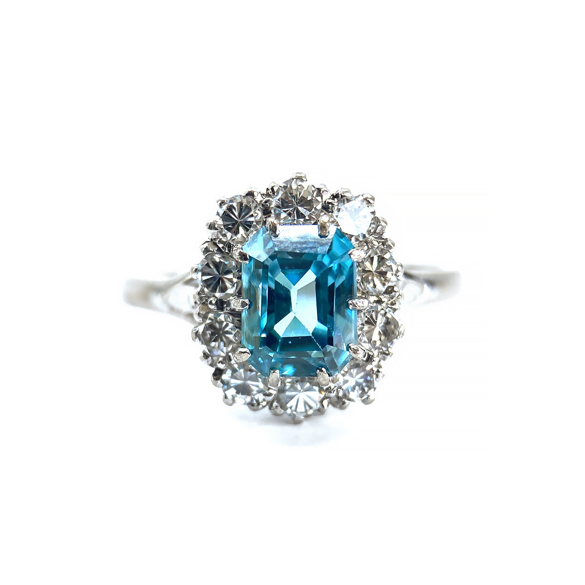 Emerald Cut Zircon & Diamond Ring by Bravingtons, Hallmark. London 197 ...